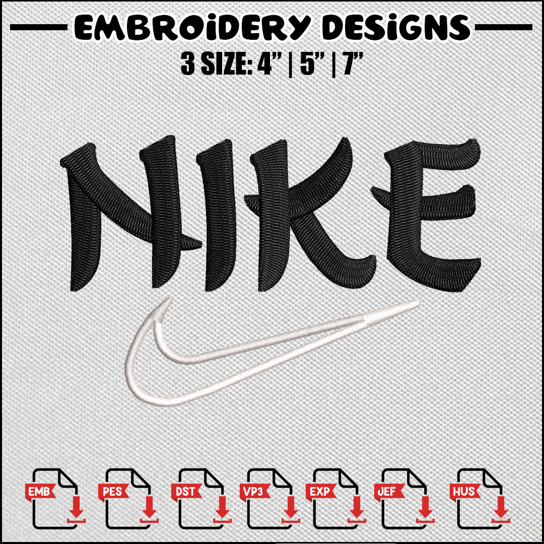 Black logo swoosh embroidery design, Nike embroidery, Nike d | Inspire ...