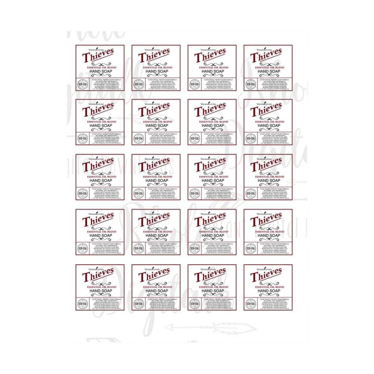 Thieves Hand Soap 2oz sample label /Instant Digital Download | Inspire ...