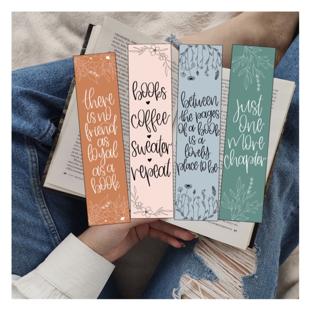 Set of 4 Printable Bookmarks| Digital Bookmarks | Book Lover | Inspire ...