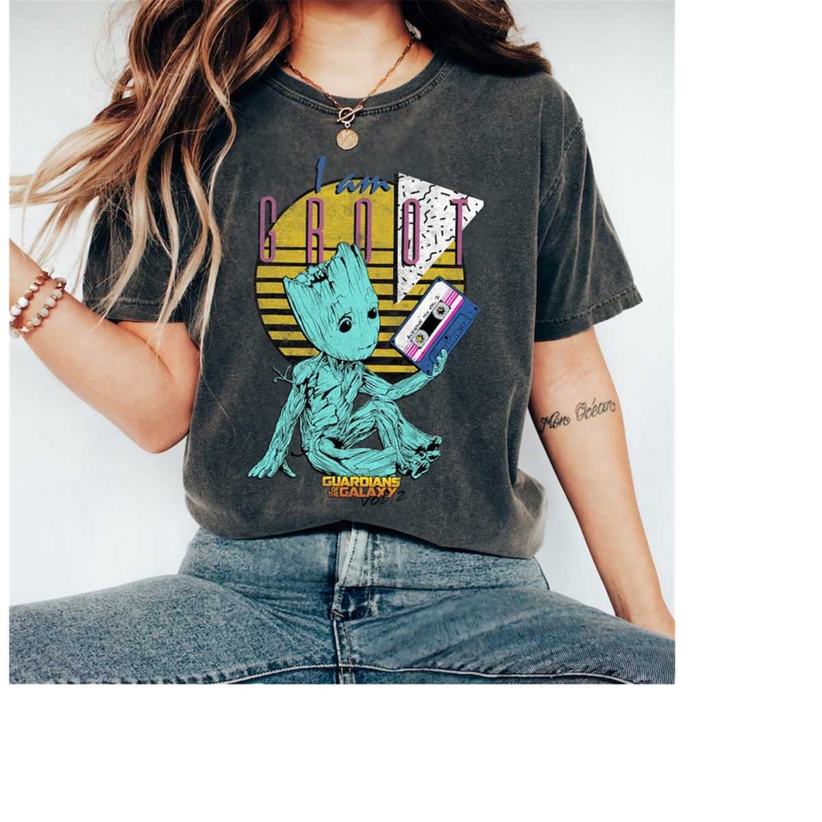 Marvel Guardians Vol. 2 Baby Groot Retro 90's Tape T-Shirt, | Inspire ...