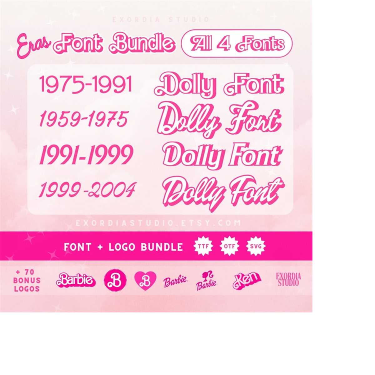 Dolly Font Bundle - All 4 Barbi Fonts Letters Babe Dolly lo | Inspire Uplift