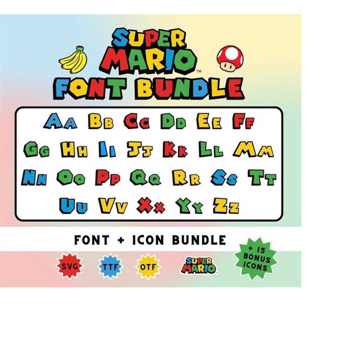 Super Mario Font OTF TTF & SVG bonus logos | Clipart png an - Inspire ...