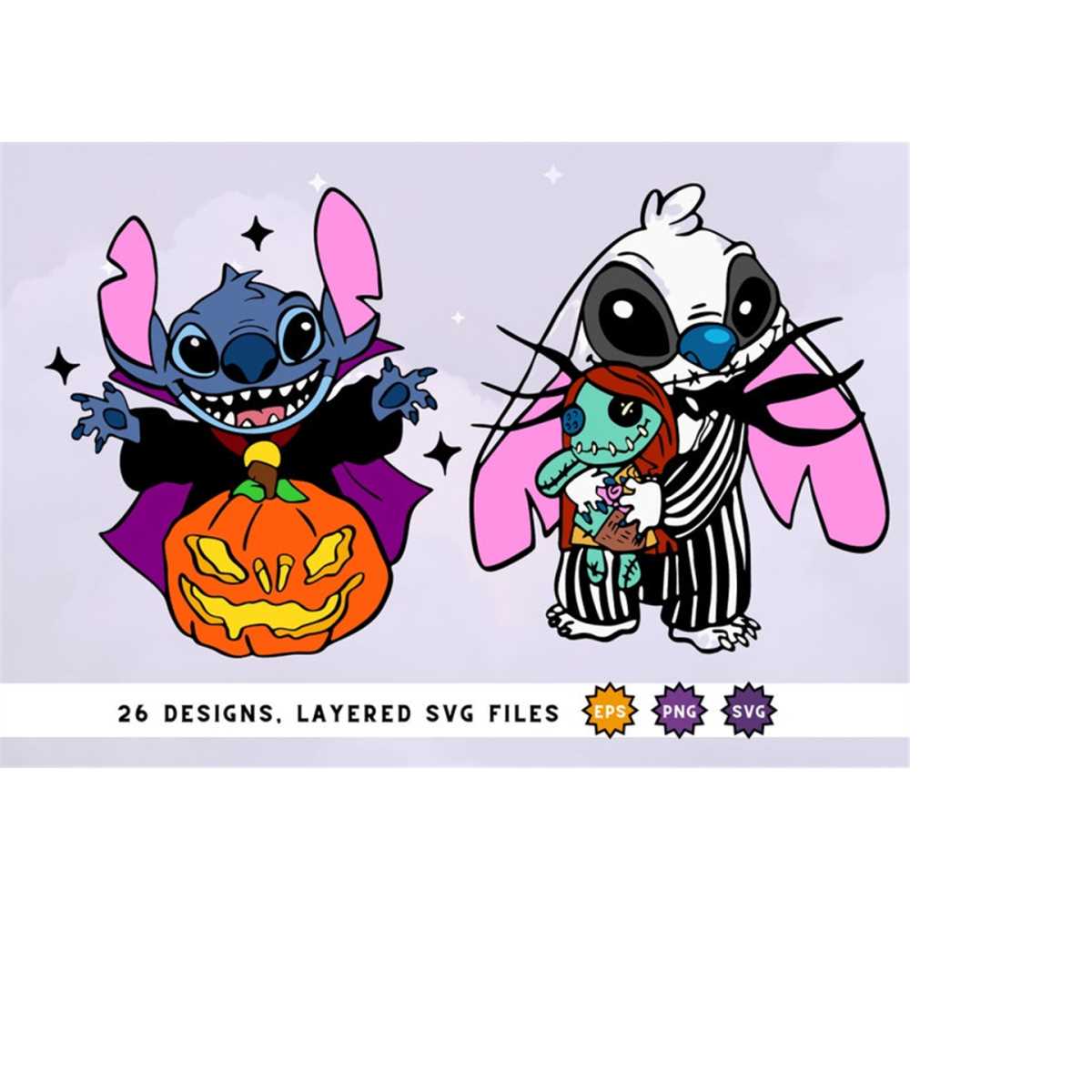 Stitch SVG Halloween clipart bundle, Halloween cut files for | Inspire ...