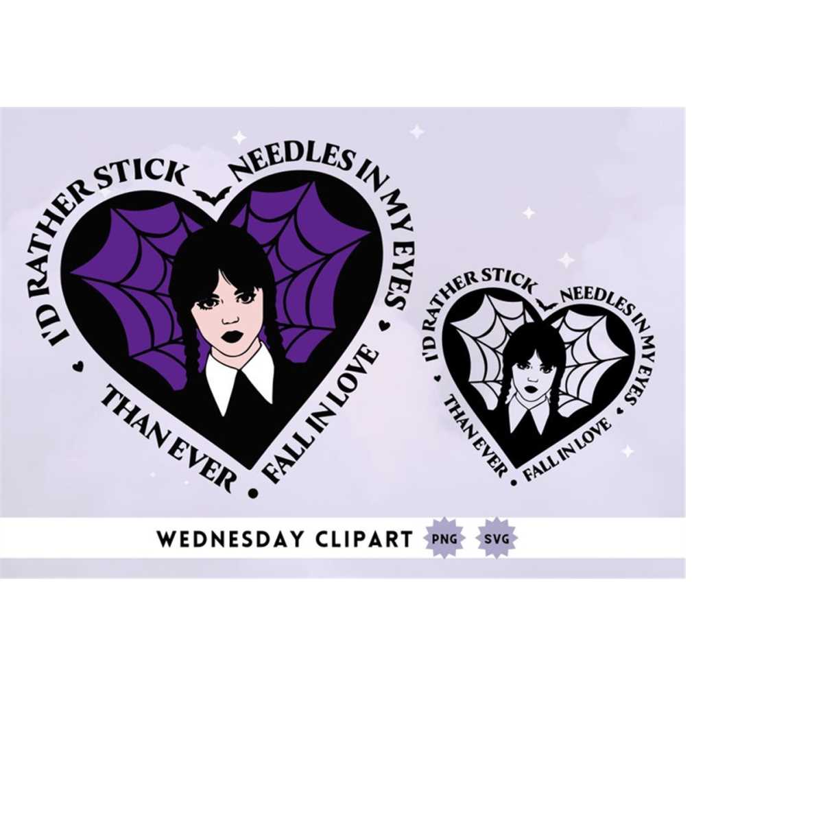 Wednesday Addams PNG SVG clipart heart cut file for Cricut | Inspire Uplift