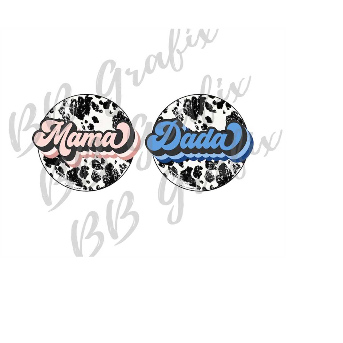 Digital Png File Cowhide Mama Dada Distressed Retro 70's Cow | Inspire ...