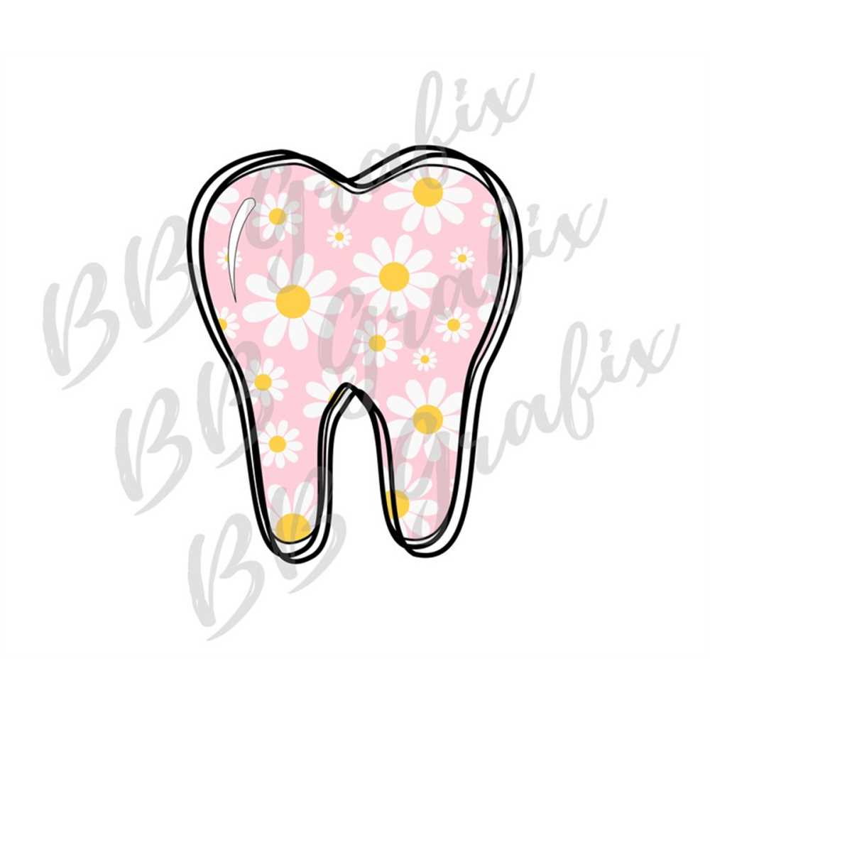 Digital Png File Tooth Daisy Floral Spring Summer Printable | Inspire ...