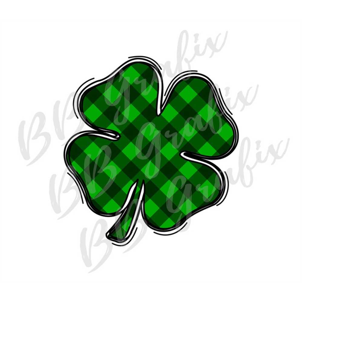 Digital Png File 4 Leaf Clover Shamrock Green Plaid Hand Dra | Inspire ...