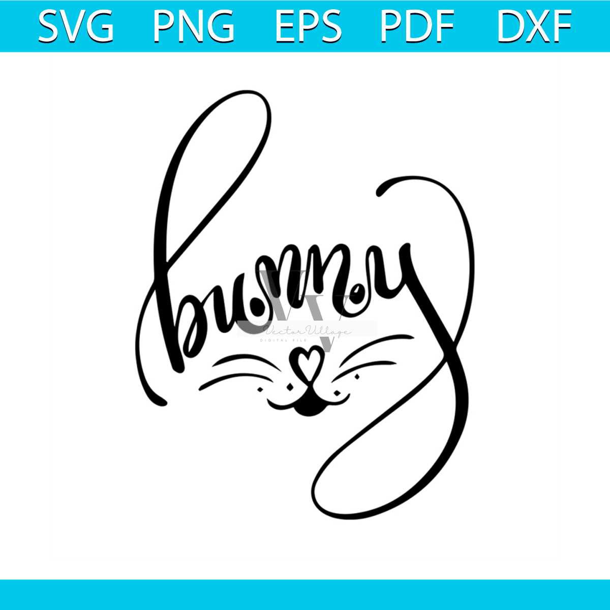 Bunny Word Art Bunny Face Hand Lettered Svg | Inspire Uplift