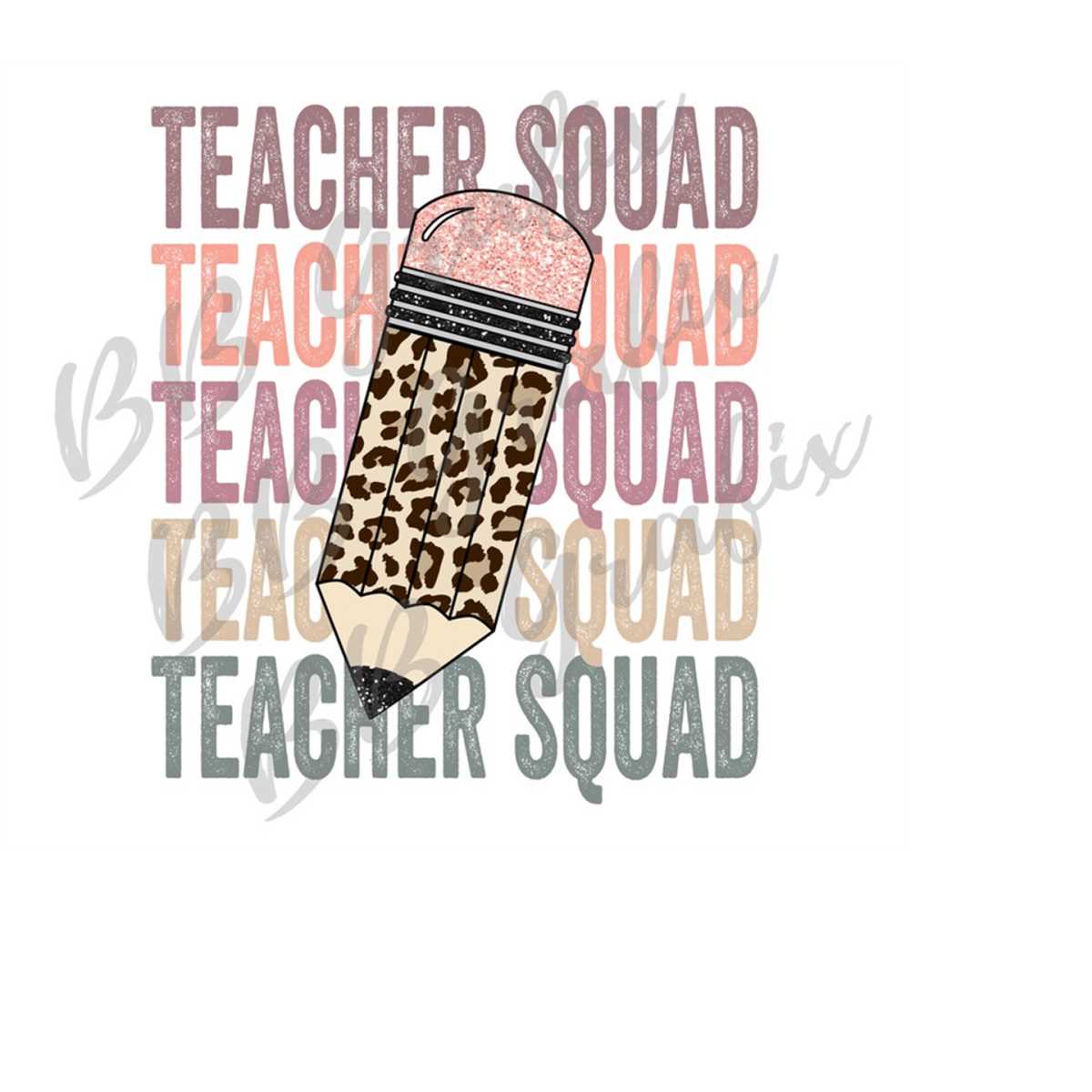 Digital Png File Teacher Squad Pencil Stacked Cheetah Back t | Inspire ...