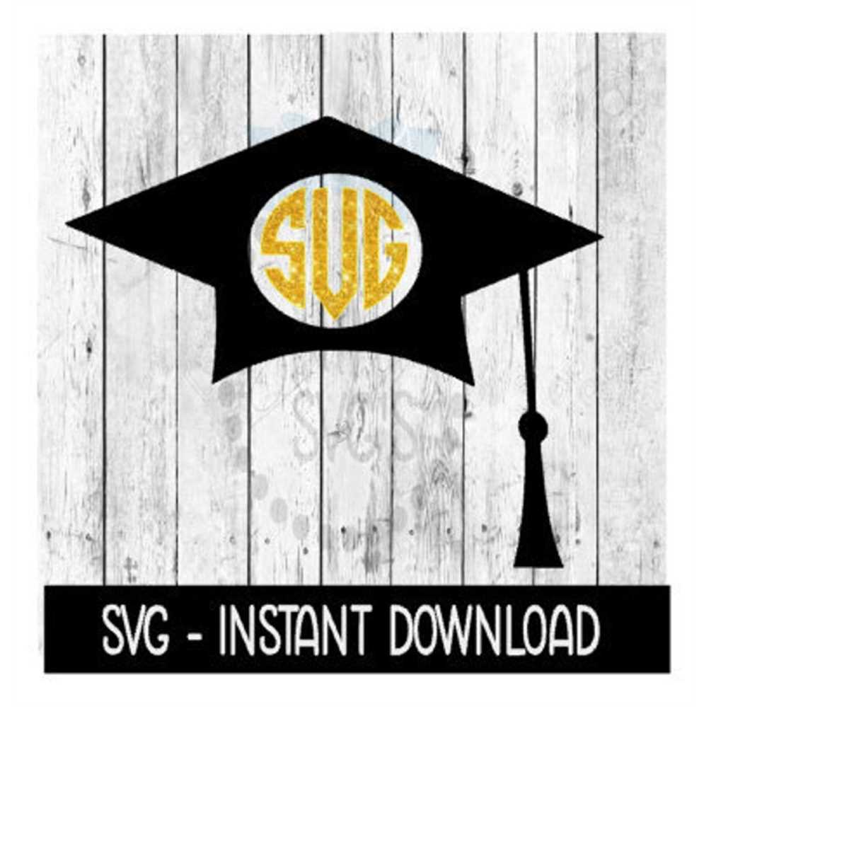 Graduation Cap Monogram Frame SVG, Graduation SVG Files, Ins - Inspire ...