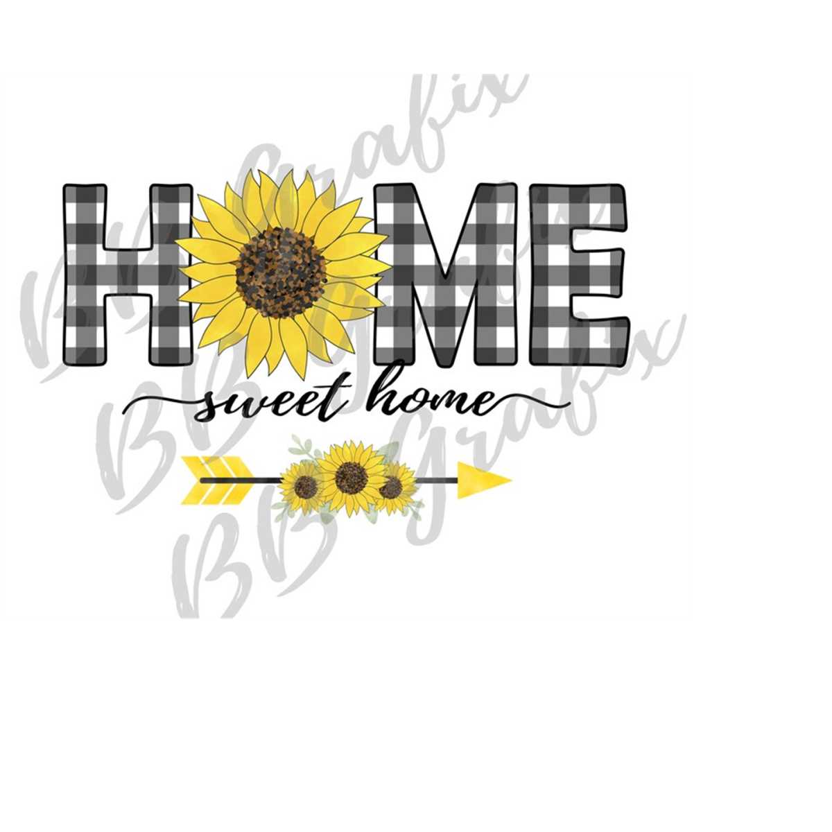 Digital Png File - HOME Sweet Home Sunflower Arrow Black Pla | Inspire ...