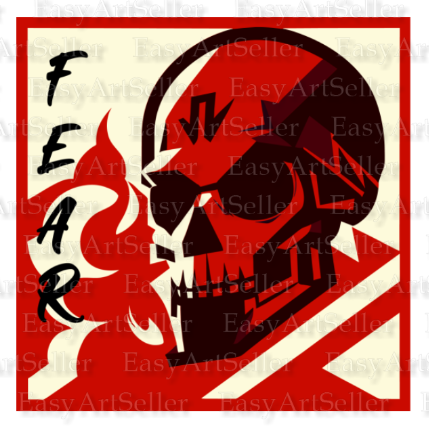 Skull Fear Illustration Ruby red color Digital FIle Download - Inspire ...