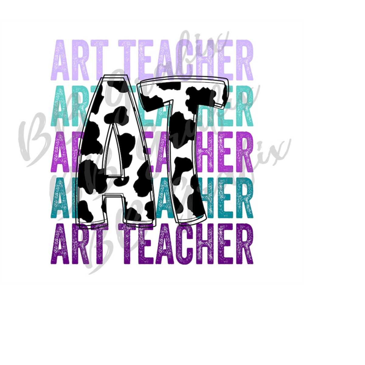 Digital Png File Art Teacher Stacked Cow Print Back to Schoo | Inspire ...