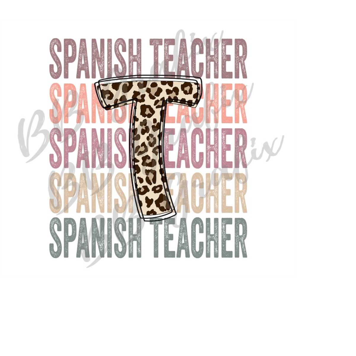 Digital Png File Spanish Teacher Stacked Cheetah Leopard Bac - Inspire ...
