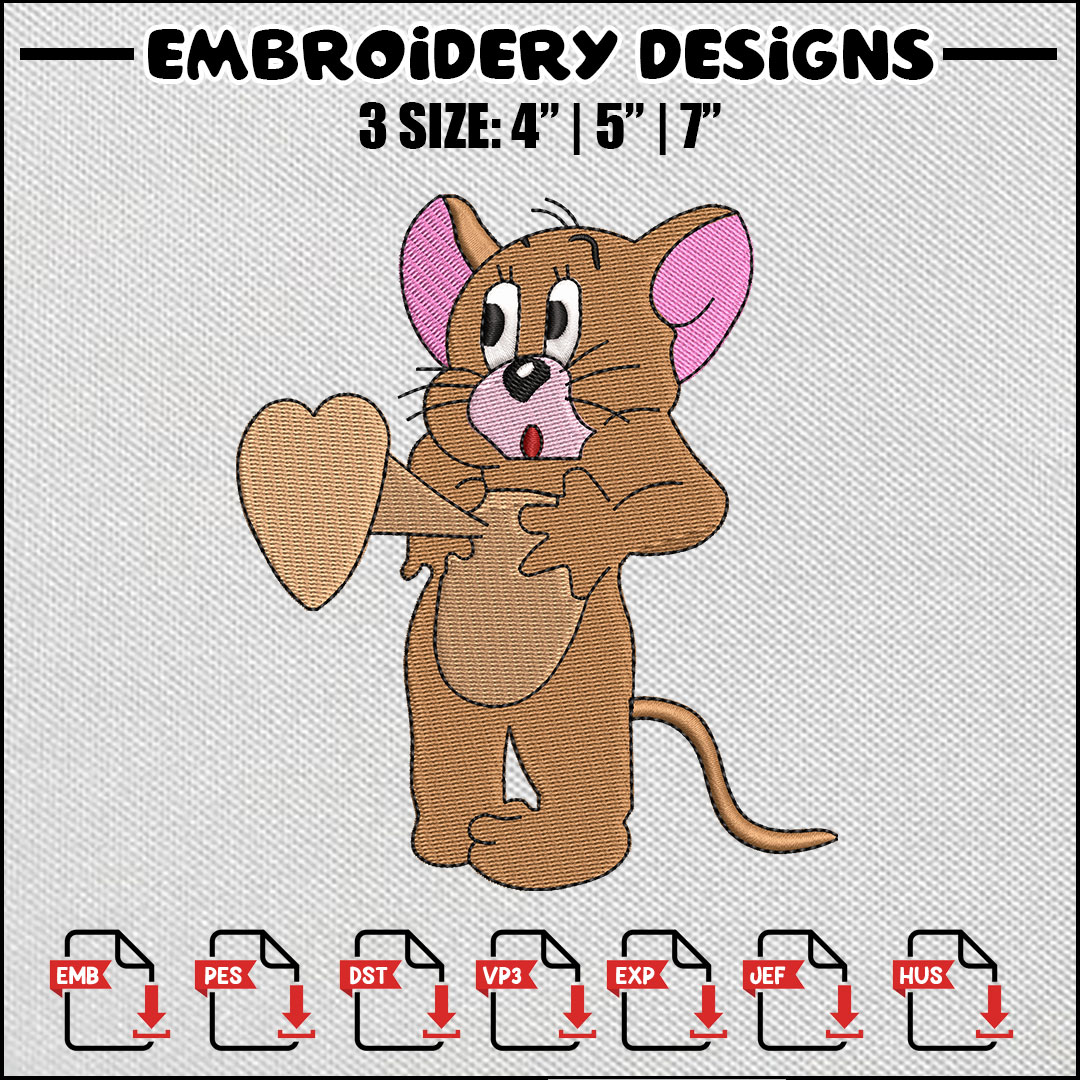 Jerry heart embroidery design, Cartoon embroidery, Jerry des | Inspire ...