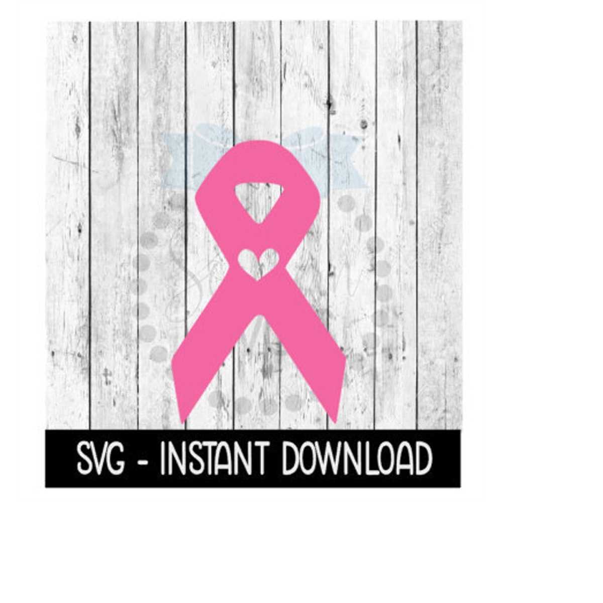 Cancer Ribbon With Heart SVG, Breast Cancer Ribbon SVG, Wine - Inspire ...