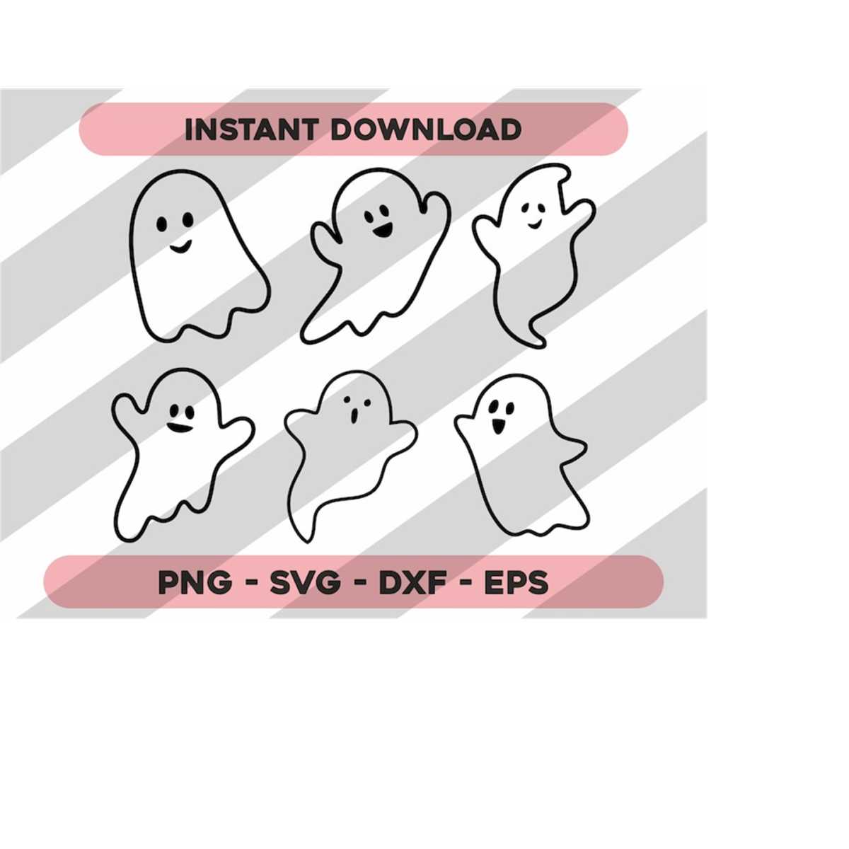 6 Cute Ghosts SVG Bundle, Ghost Silhouette, PNG,Vector, Comm | Inspire ...