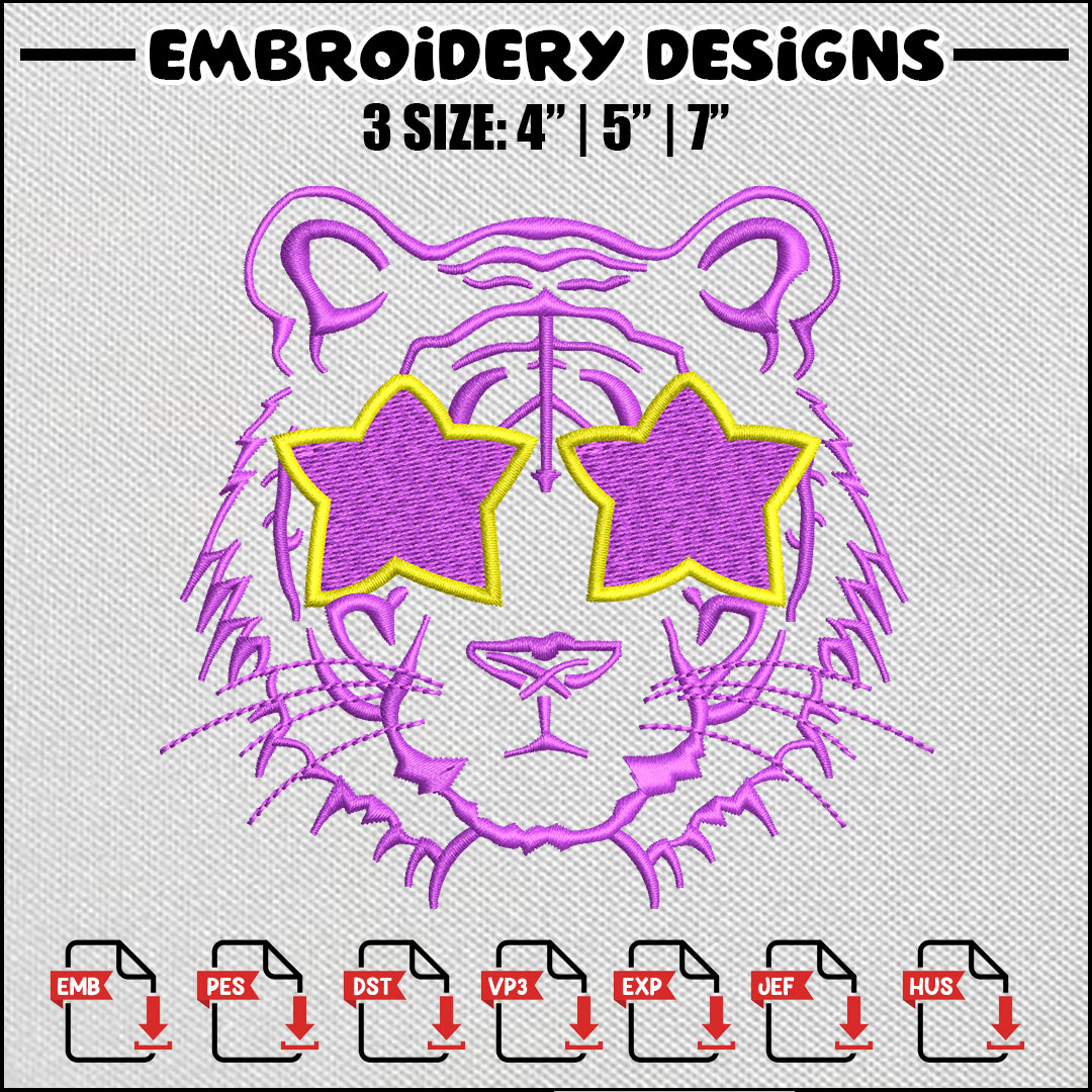 Pink tiger embroidery design, Tiger embroidery, Animal desig | Inspire ...