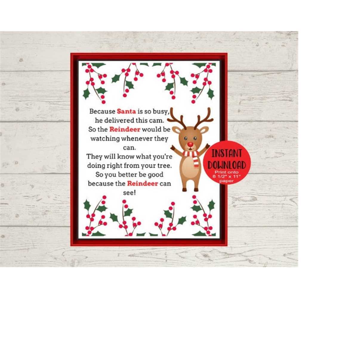 Reindeer Letter, Printable Reindeer Cam Letter, Instant Prin - Inspire ...
