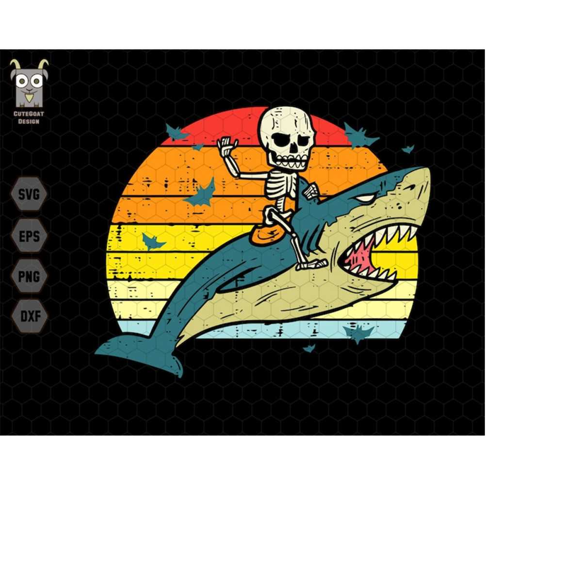 Halloween Shark Svg, Skeleton Riding Shark, Skeleton, Svg Fi | Inspire ...