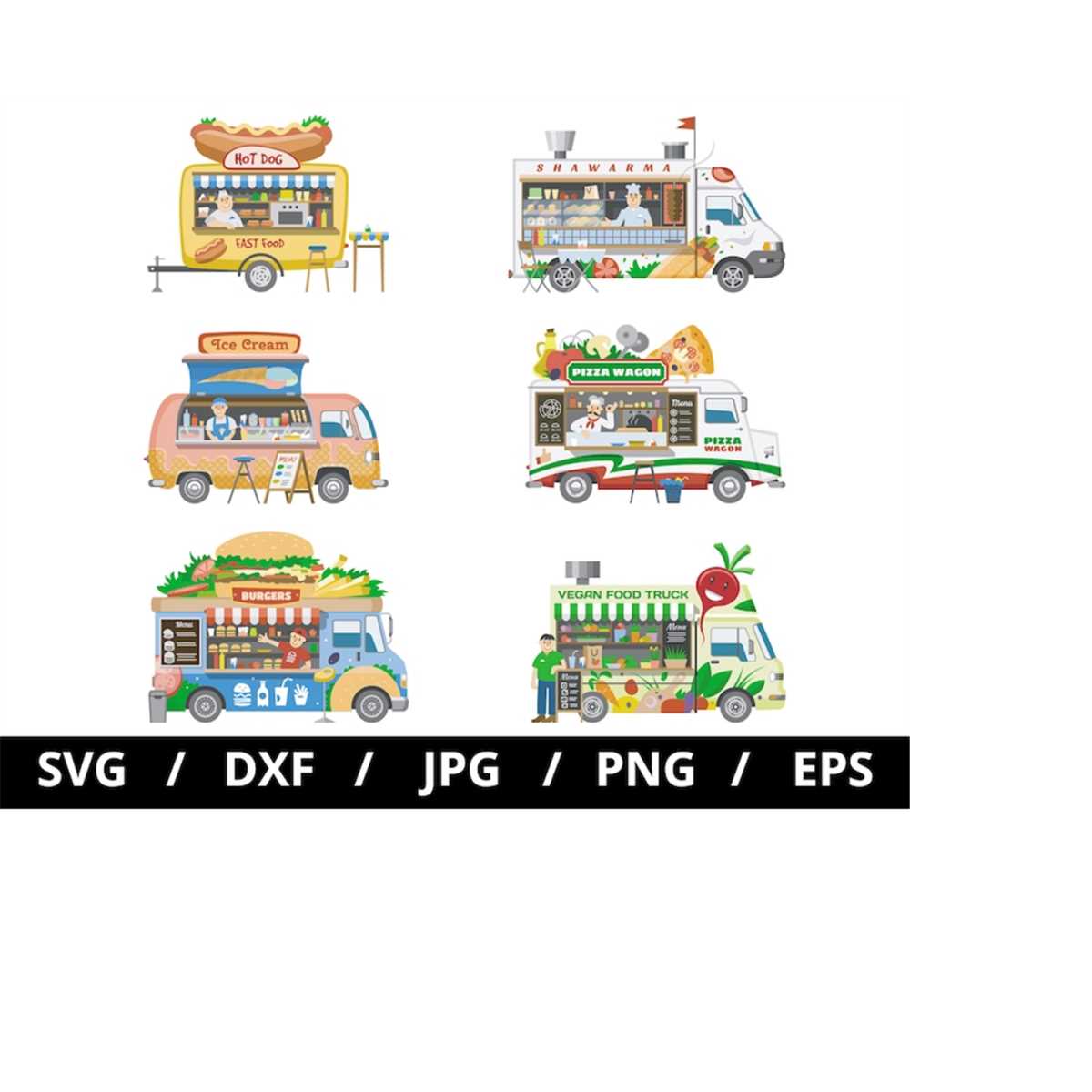 food trucks icon sets illustration svg, food street carts, h - Inspire ...