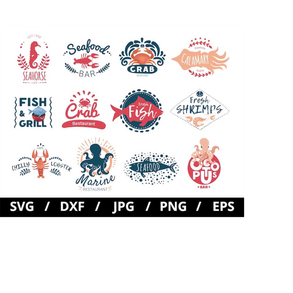 seafood shop logo sets collection illustration svg, seafood | Inspire ...