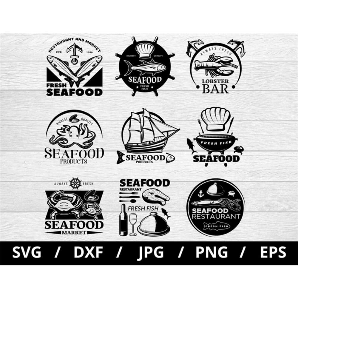 seafood restaurant logo sets collection illustration svg, se | Inspire ...