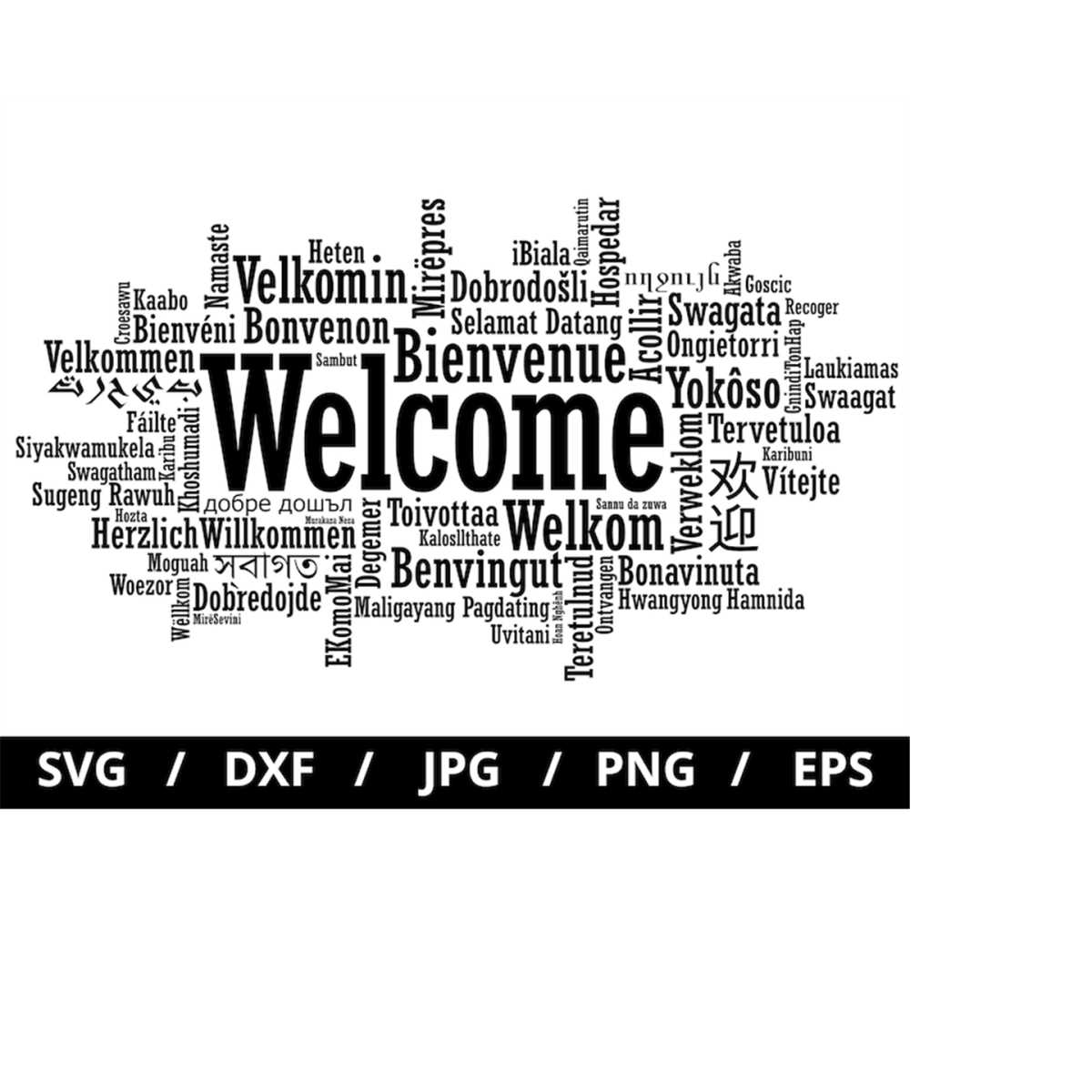 welcome typography composition lettering svg, different lang - Inspire ...