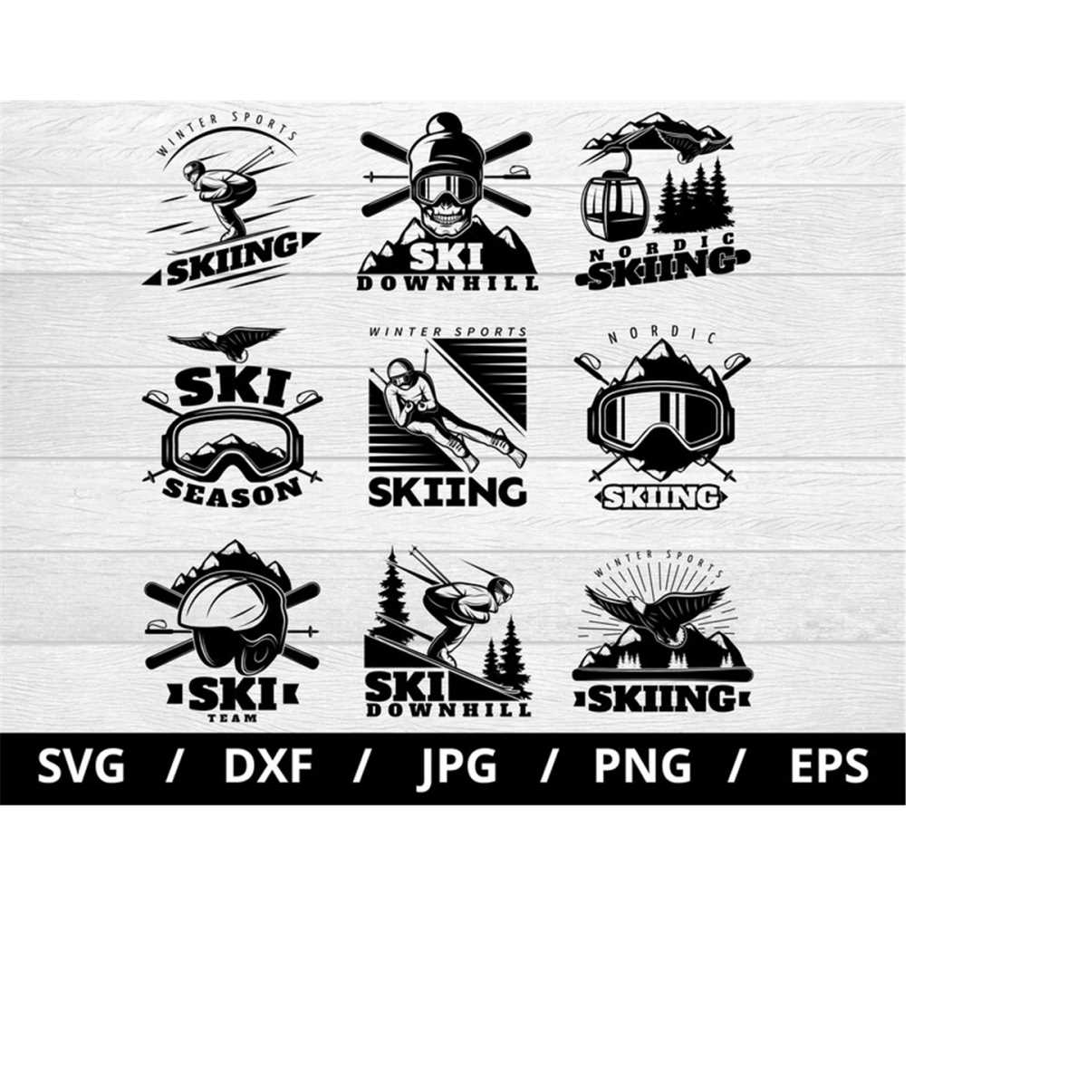 ski team logo sets collection illustration svg, nordic skiin | Inspire ...