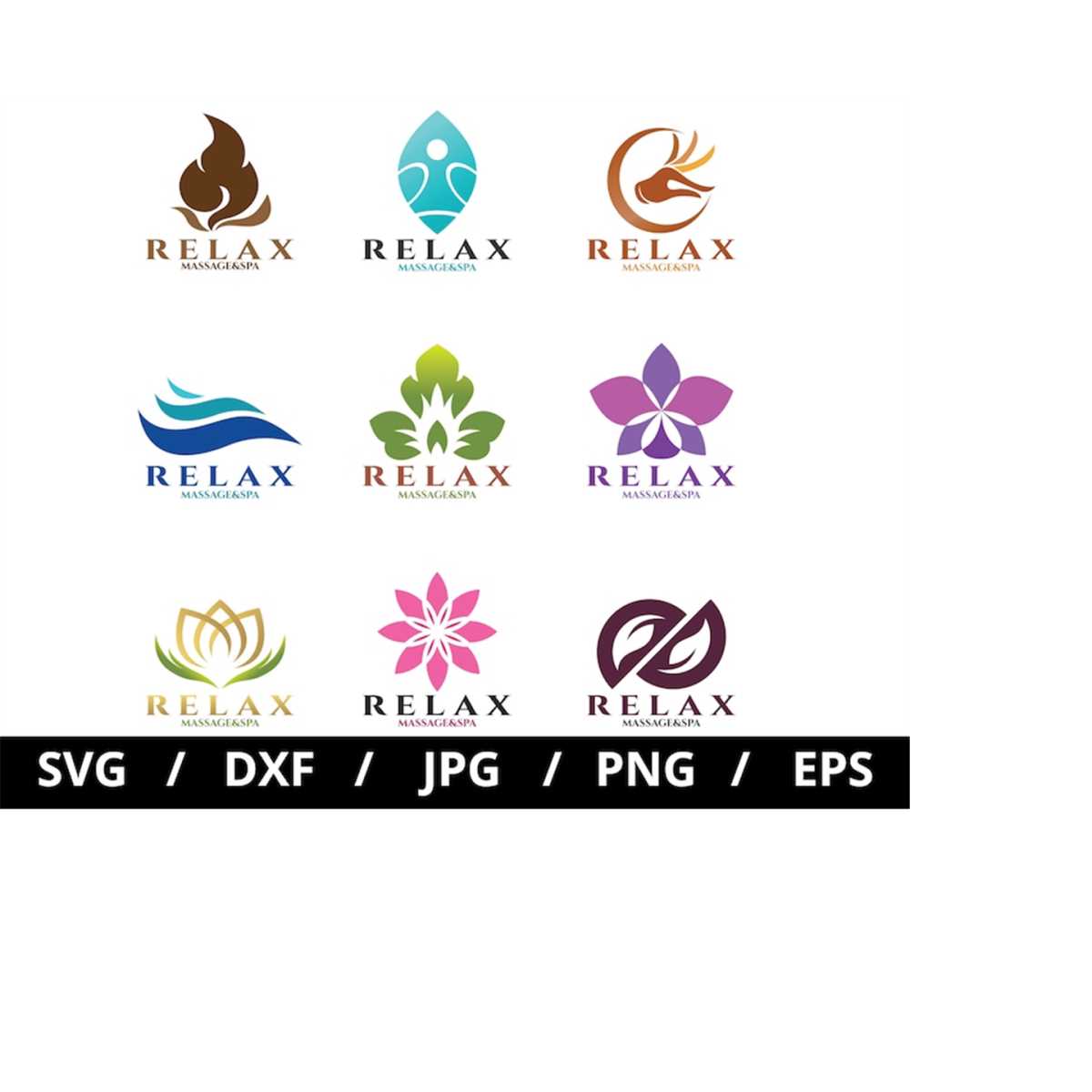 relax logo sets collection illustration svg, spa relax icon | Inspire ...