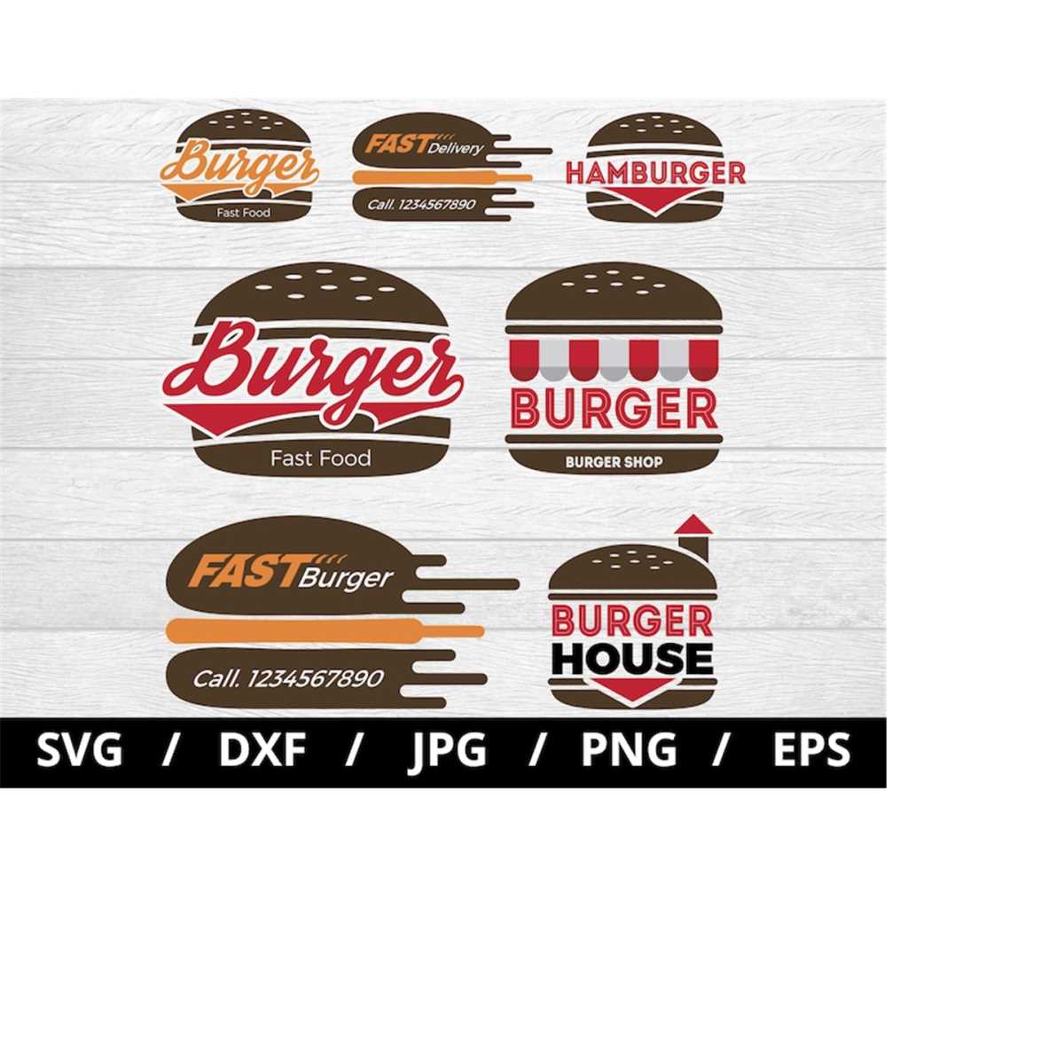 burger shop logo sets collection illustration svg, hamburger | Inspire ...