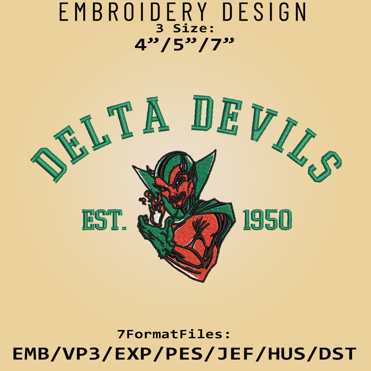 Delta Devil embroidery design, NCAA Logo Embroidery Files, N - Inspire ...