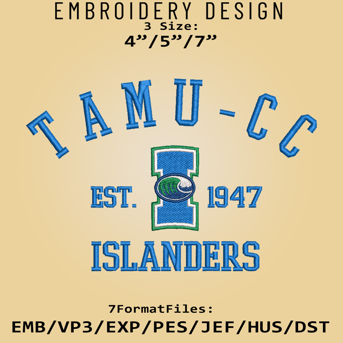 Texas A&M-Corpus Christi Islanders embroidery design, NCAA L - Inspire ...