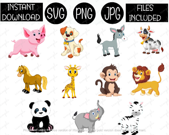 11 Pk Baby Cute Jungle Animals Bundle, Pig Cow Dog Lion Etc - Inspire ...
