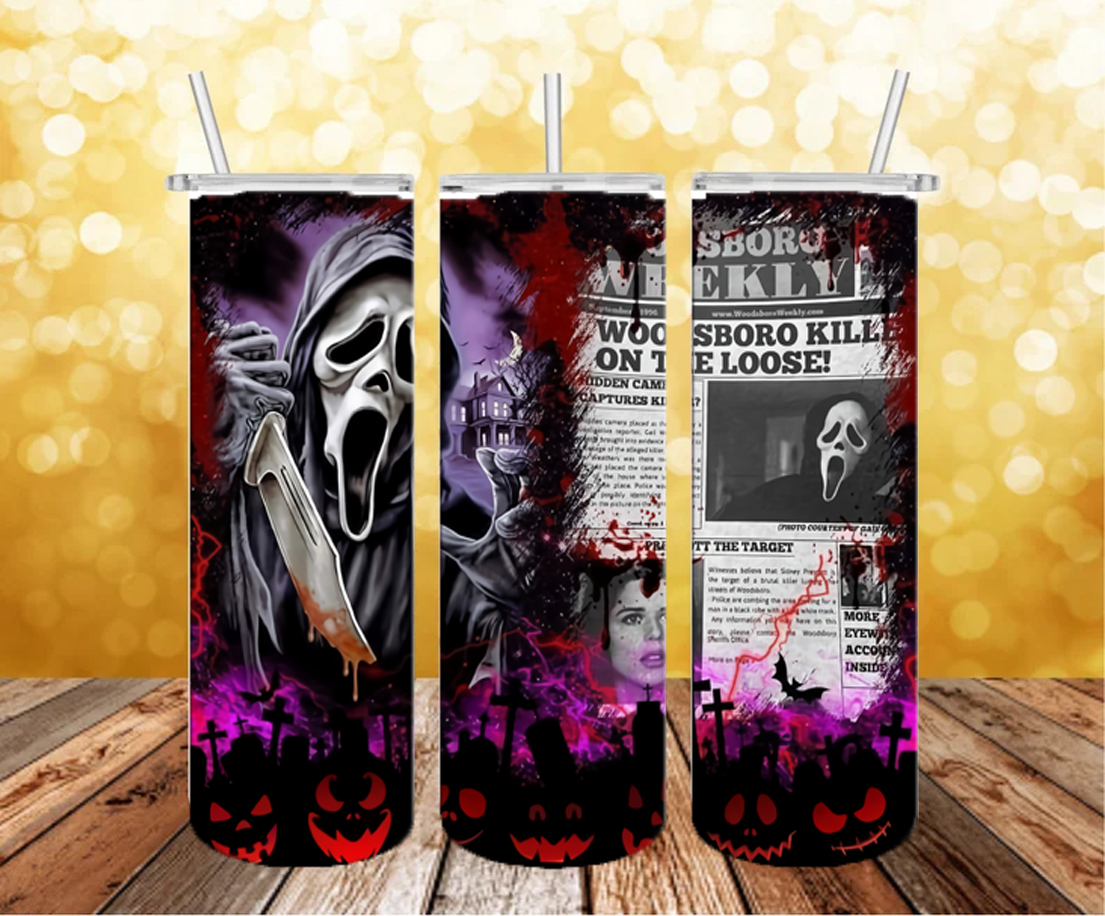Scream Ghostface Tumbler PNG, 3D Tumbler Wrap, Straight Tumb | Inspire ...