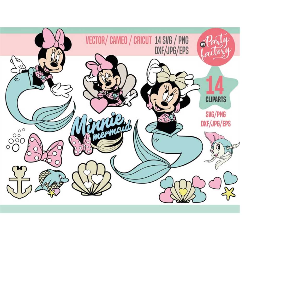 Mermaid Magic Mouse 14 SVG Cliparts, Beach Magical PNG, Unde | Inspire ...