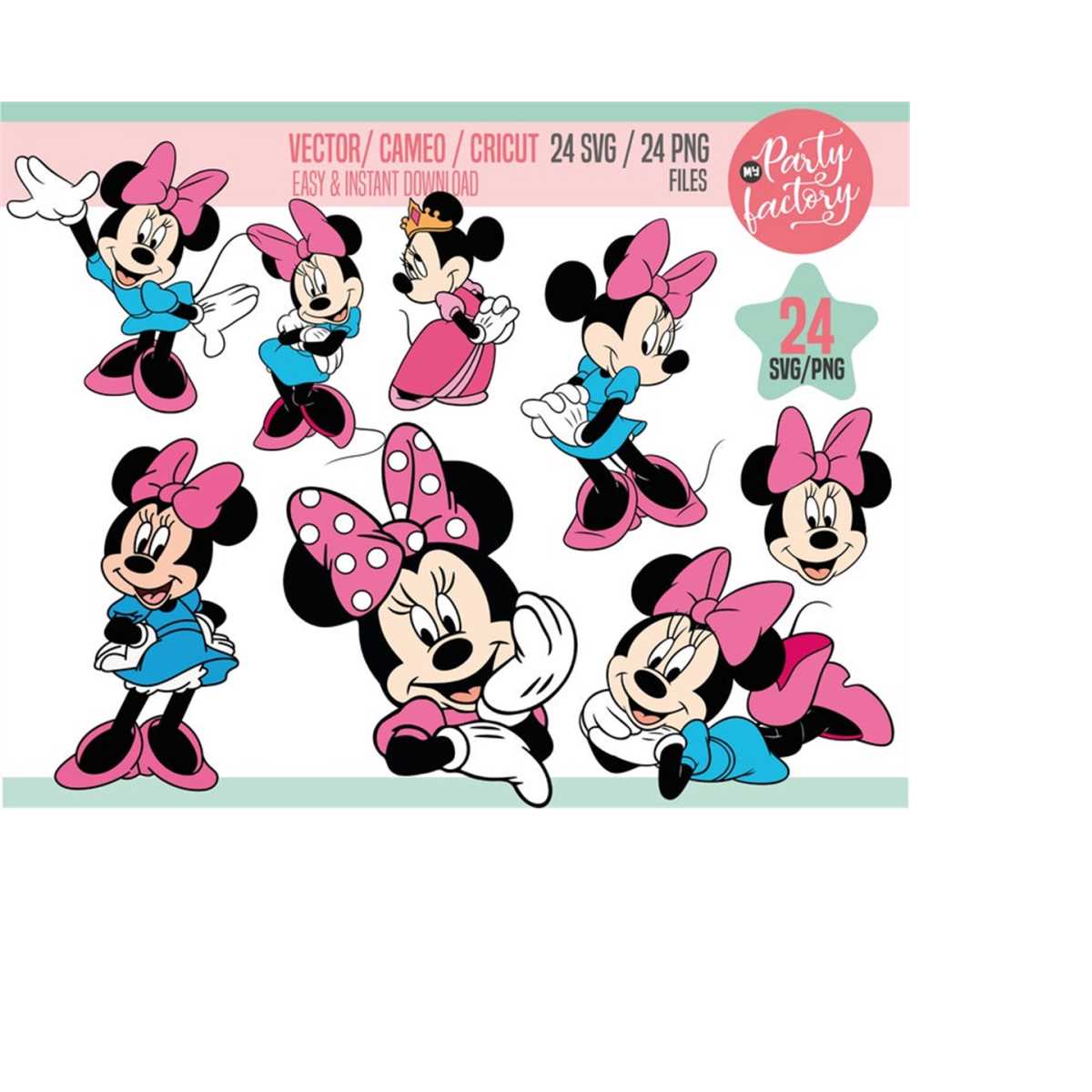 24 Minnie Mouse SVG Cliparts, 24 PNG Cliparts, Bow, Dot Bow, | Inspire ...