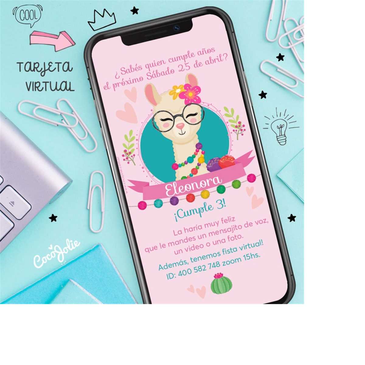 Llama Virtual Birthday Card. Digital Card Invitation Llama G | Inspire ...