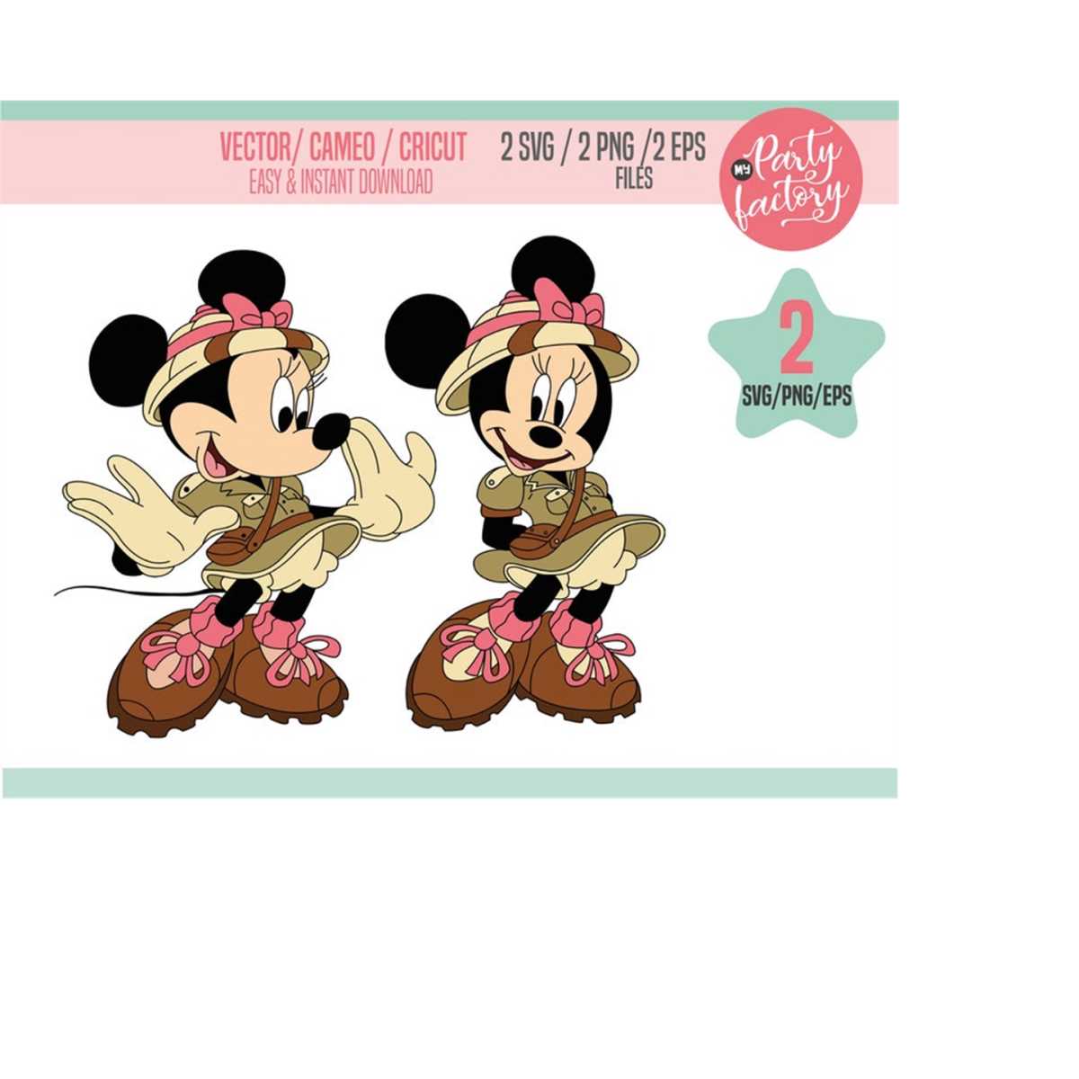 Safari Minnie Mouse Clipart SVG, PNG, EPS, Vector, Digital, | Inspire ...