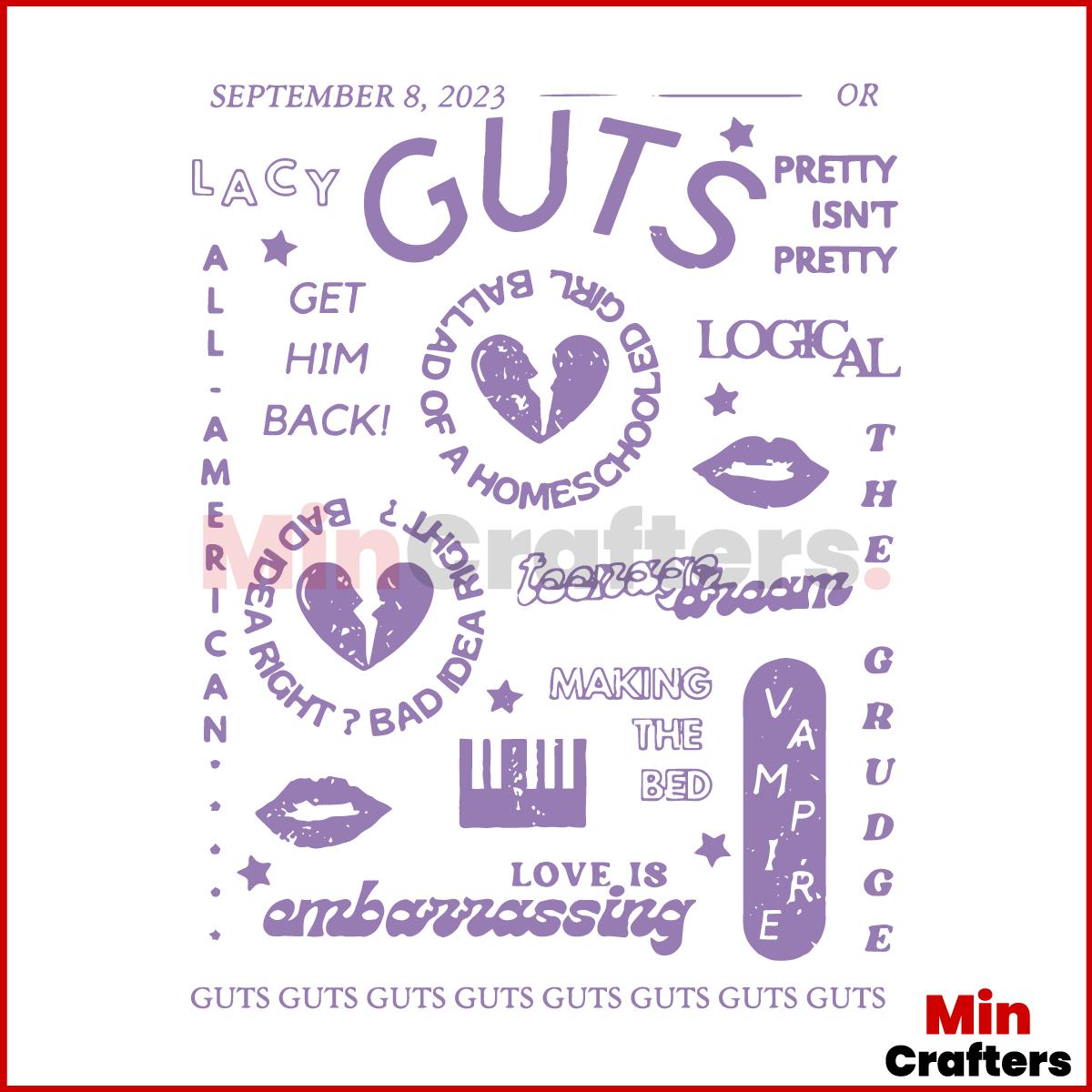 GUTS Album Olivia Tour Olivia Rodrigo SVG Digital Cricut Fil | Inspire ...