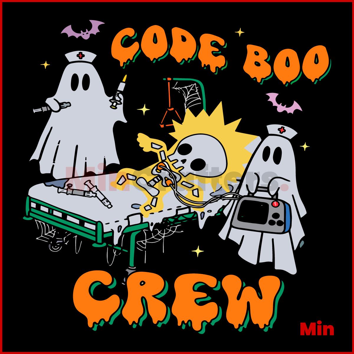 Code Boo Crew Funny Ghost Nurse Skeleton SVG Download - Inspire Uplift