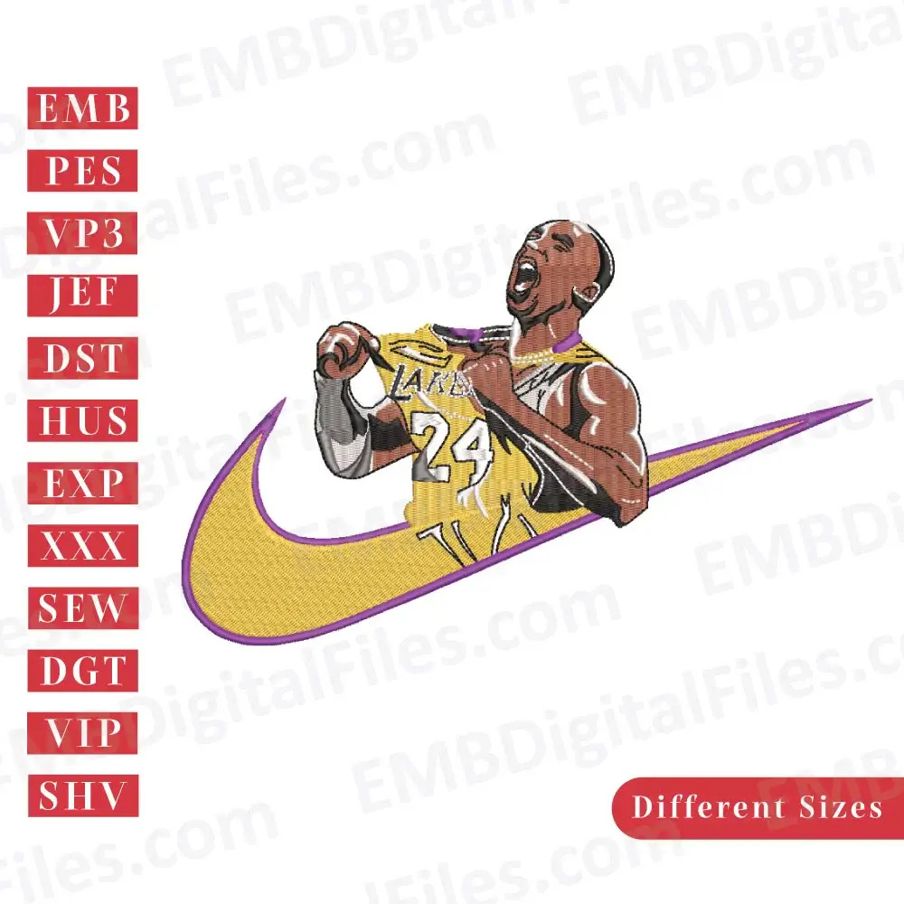 Nike Swoosh LeBron James Lakers embroidery design | Inspire Uplift