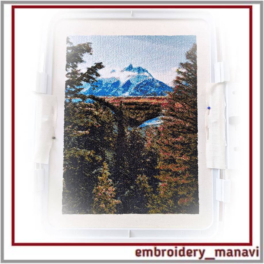 Machine embroidery design photo stitch Mountains | Inspire Uplift