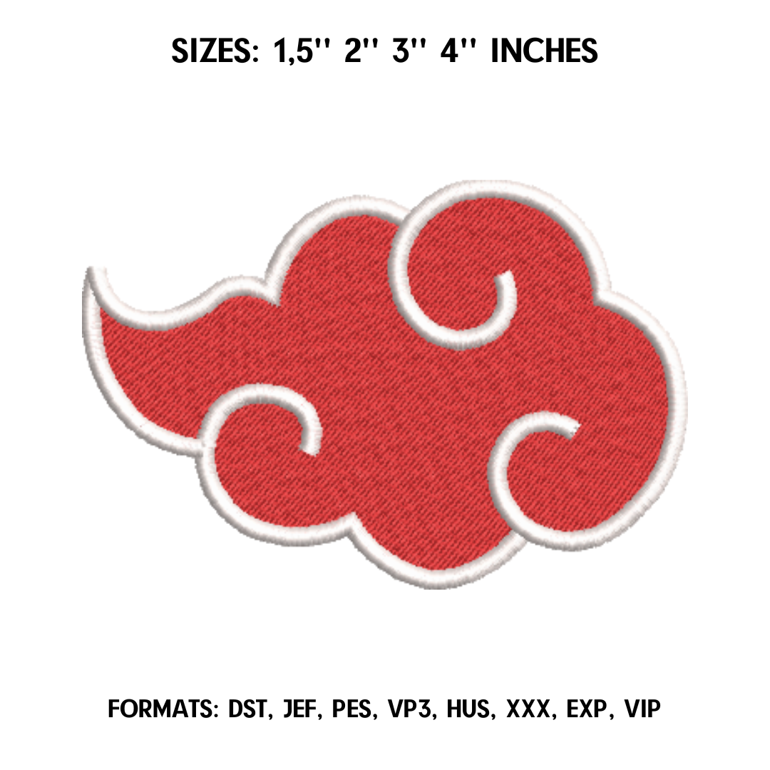 Akatsuki Cloud Embroidery design file pes. Anime embroidery | Inspire ...