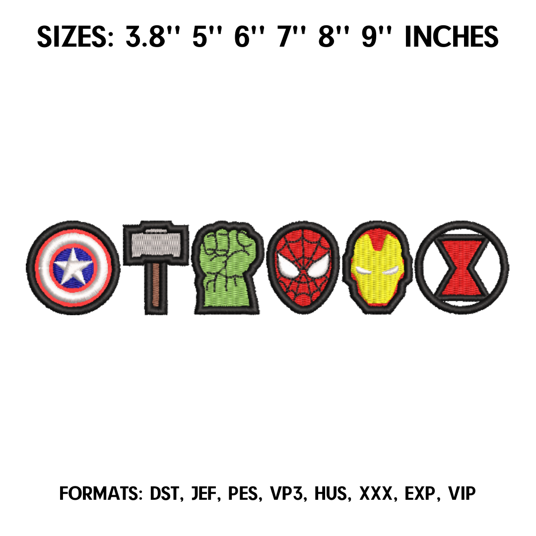Avengers Embroidery Design File, Marvel Embroidery Design, M | Inspire ...