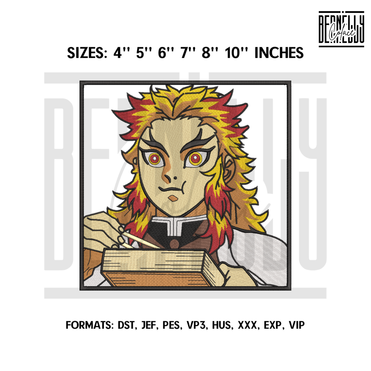 Kyojuro Rengoku Embroidery Design File, Kimetsu no yaiba Ani | Inspire ...