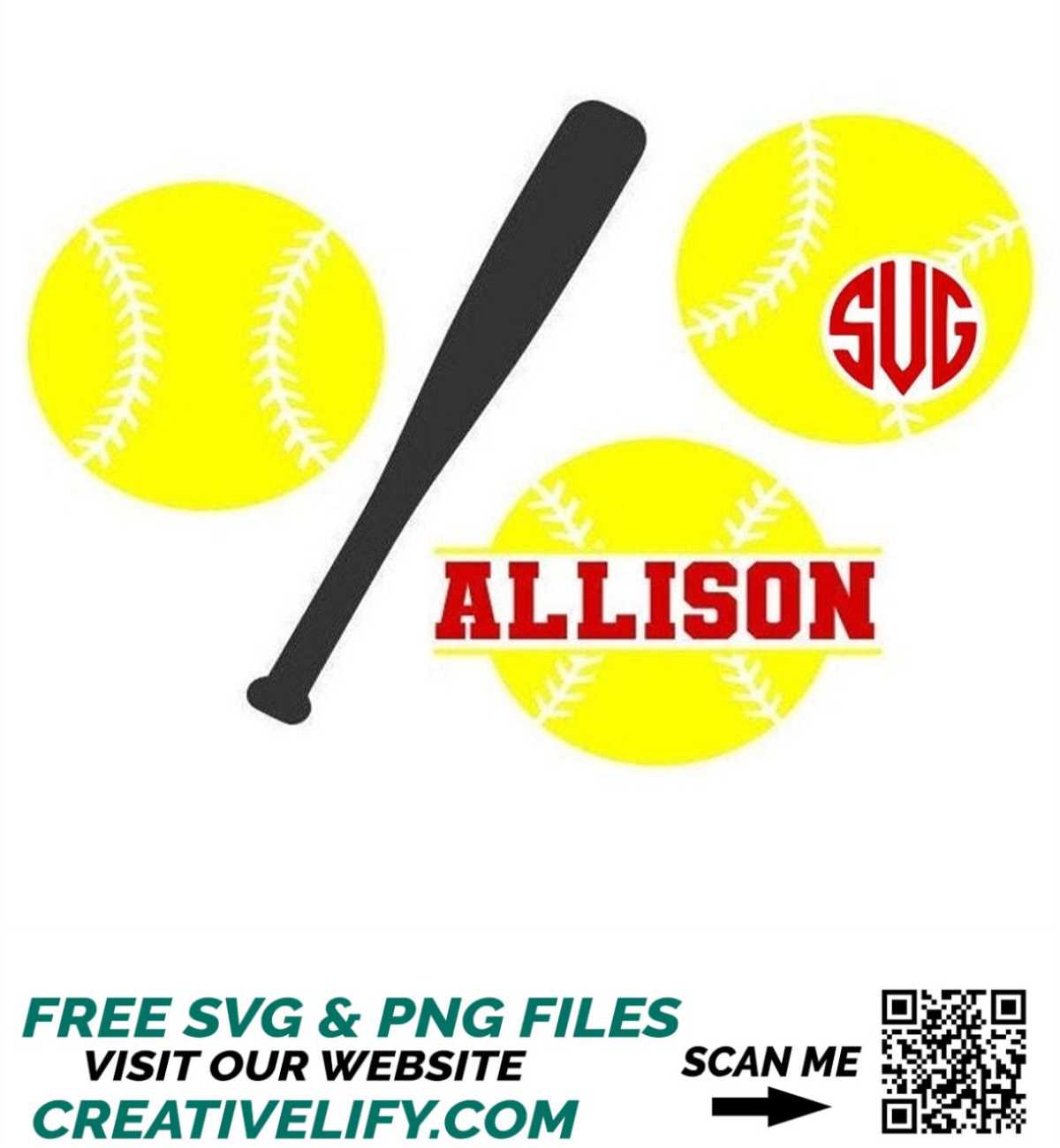 Softball SVG Frames, Monogram Frame SVG, Bat SVG, Digital Do | Inspire ...
