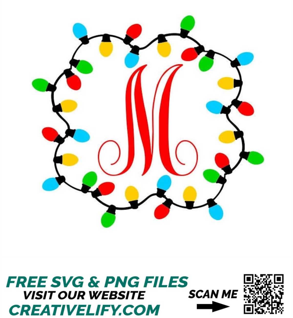 Christmas Lights SVG, Christmas Monogram Frame SVG, Digital - Inspire ...