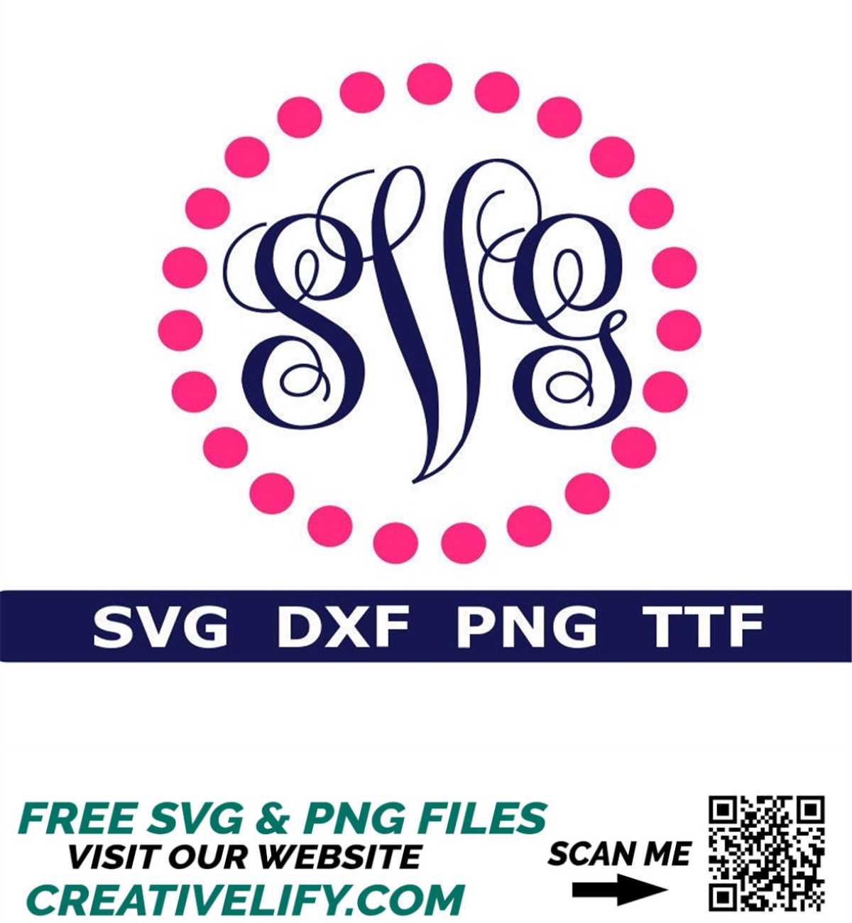 Monogram SVG TTF Alphabet, Fancy Font Circle Dots Frame, D - Inspire Uplift