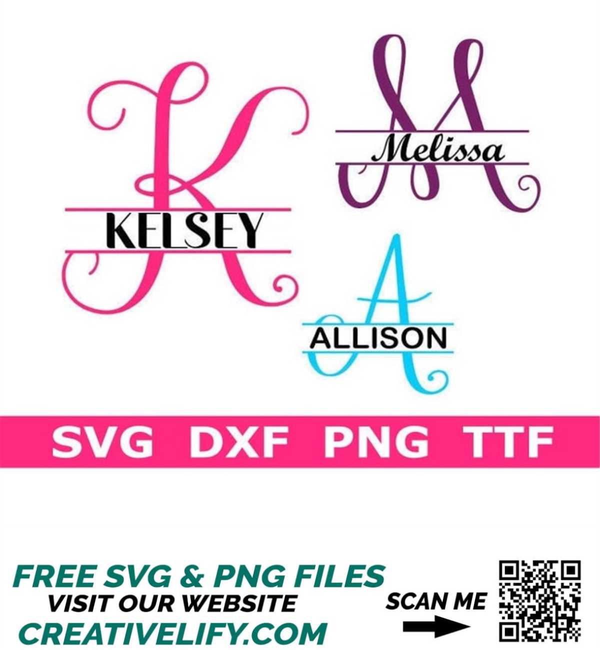 Split Monogram SVG TTF Alphabet, Split Monogram Font, Digit - Inspire ...